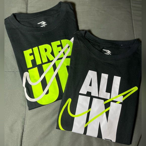 Nike | Shirts & Tops | Nwt Nike Boys 2pack Logo Shirts Fired Up All In ...